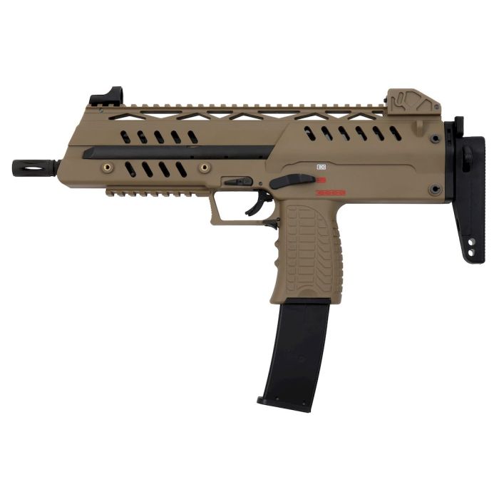WE SMG8 Tan 6mm Airsoft Gas Blow Back Submachine Gun RIF