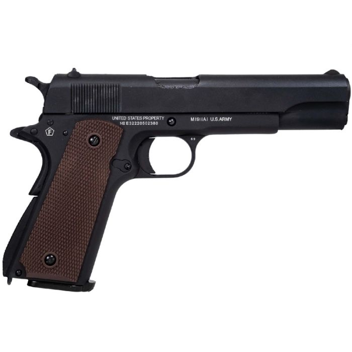 Colt 1911A1 Co2 Airsoft Pistol (Black With Brown Grip)